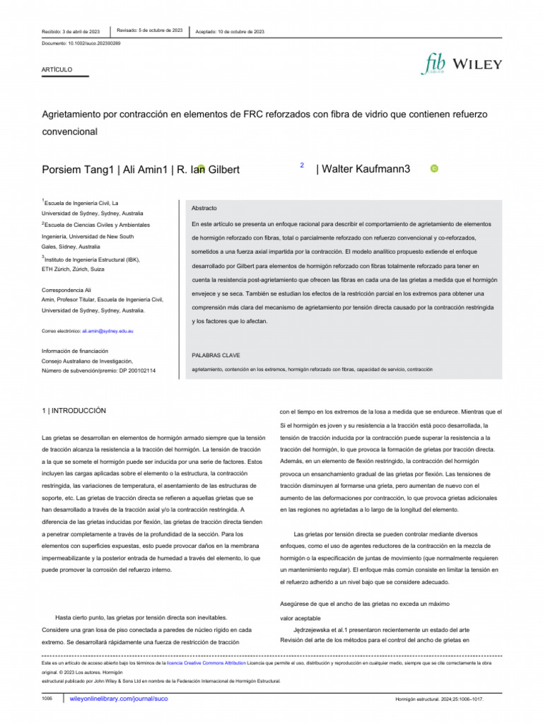 Structural Concrete - 2023 - Tang - Shrinkage Cracking in Restrained ...