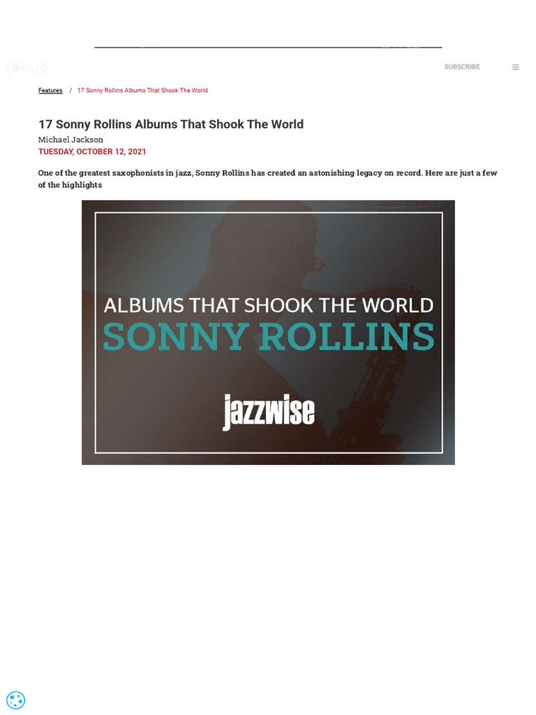 17 Sonny Rollins Albums That Shook The World - Jazzwise | PDF | Jazz Musicians | African ...