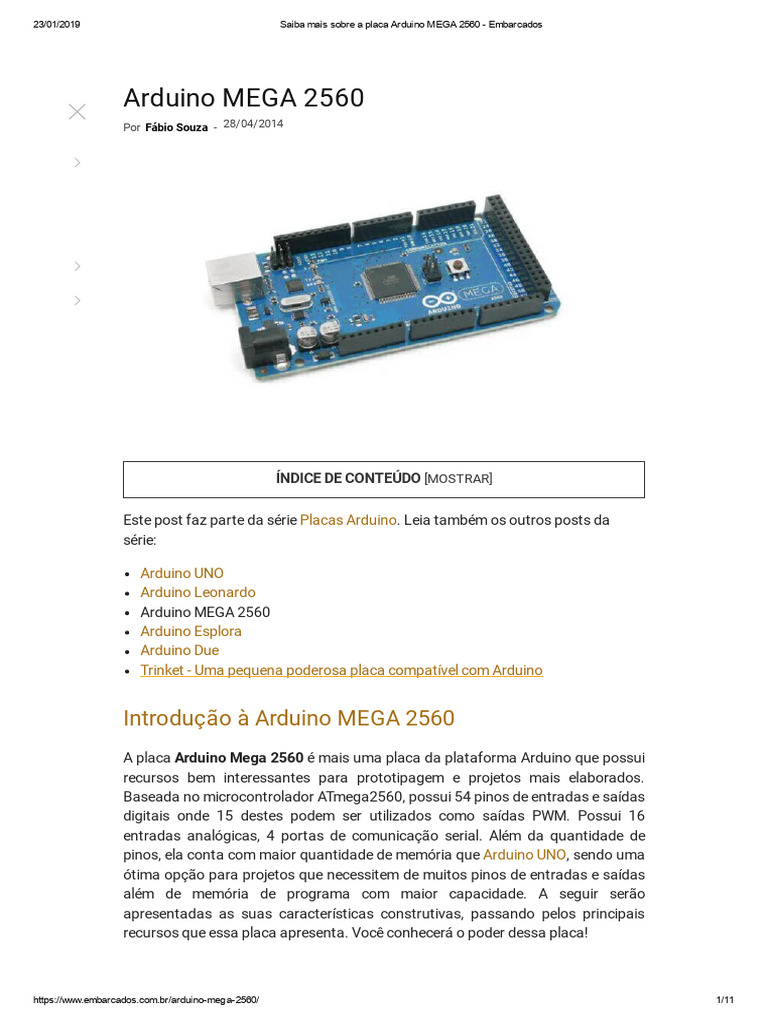 Placa Arduino MEGA 2560 | PDF | Arduino | USB