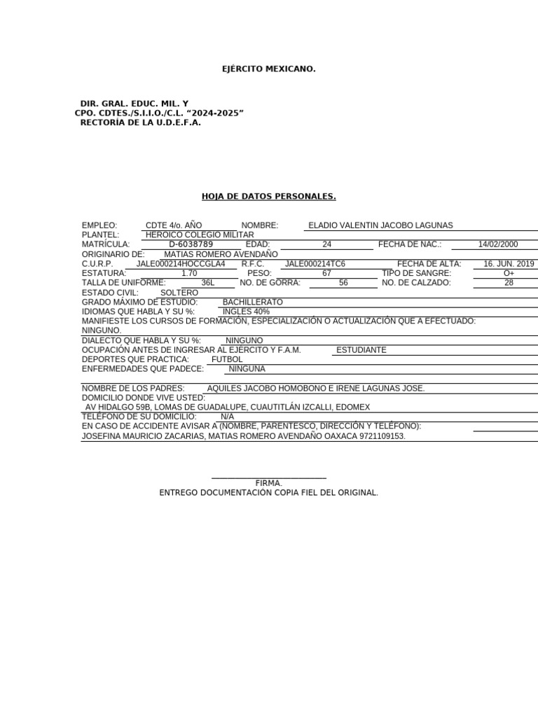Nueva Hoja Datos Jacobo | PDF | Política