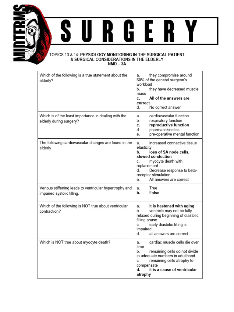 Surgery Eval 1 Prefinal | PDF | Cancer | Diastole