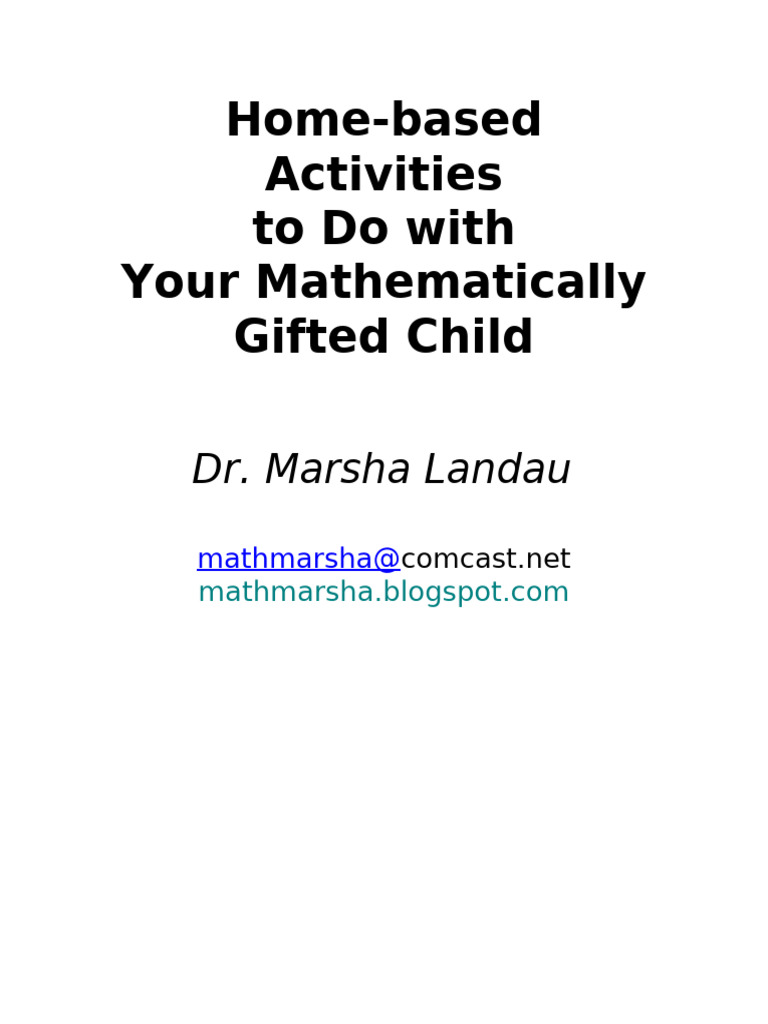 Home-Based Activities To Do With Your Mathematically Gifted Child | PDF
