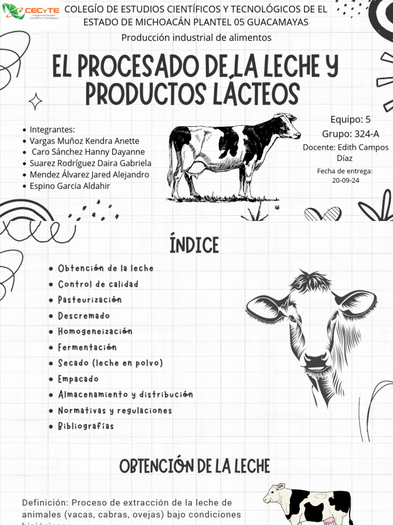 El Procesado de La Leche y Productos Lácteos. | PDF | Leche | Productos lácteos