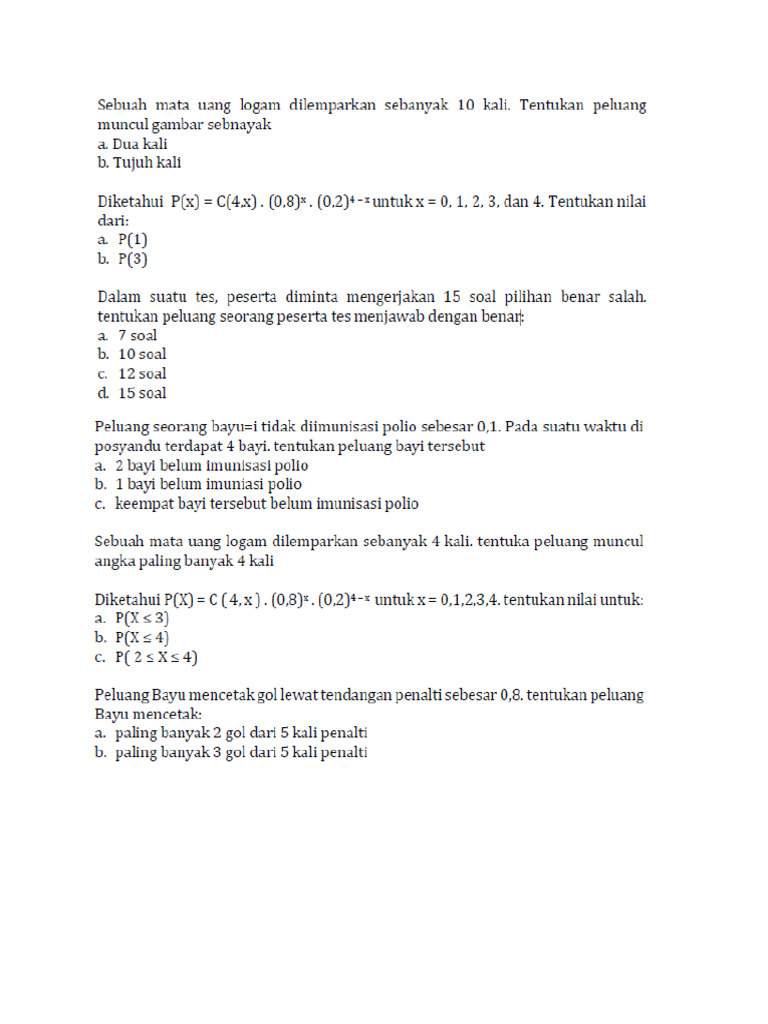 Distribusi Binomial Soal1 | PDF