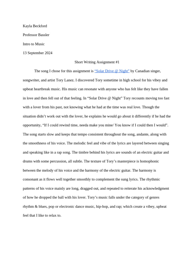 Short Writing Assignment #1 | PDF