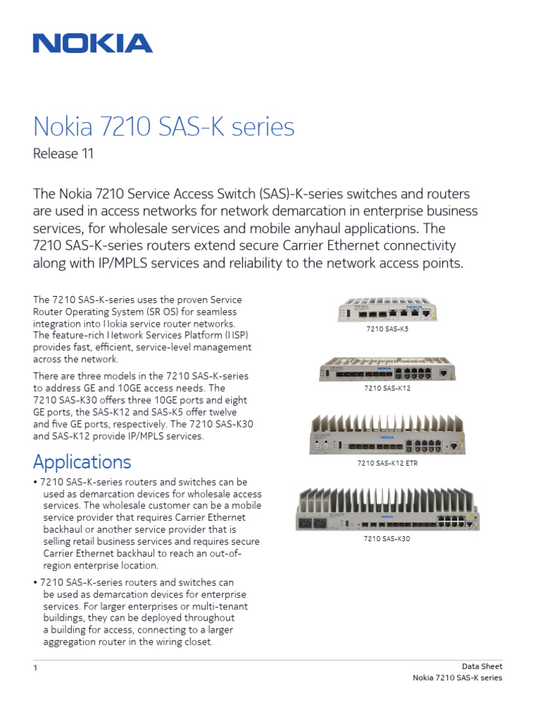 Nokia 7210 SAS-K Series Overview | PDF | Computer Network | Networking