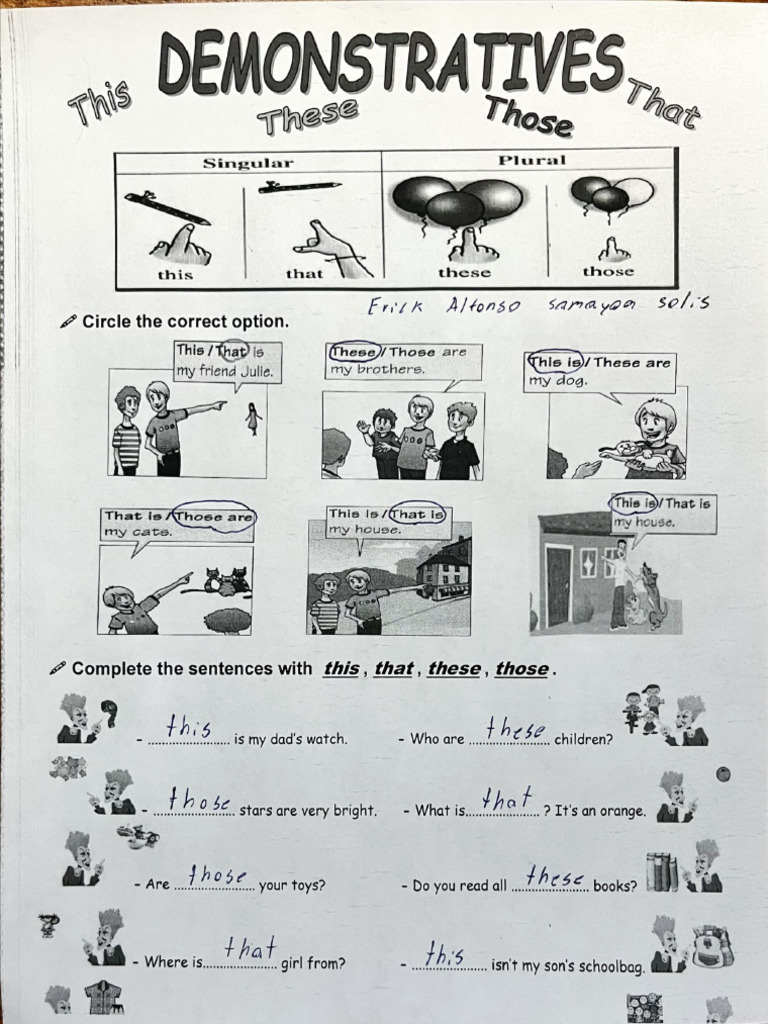 Inglés Demonstratives | PDF