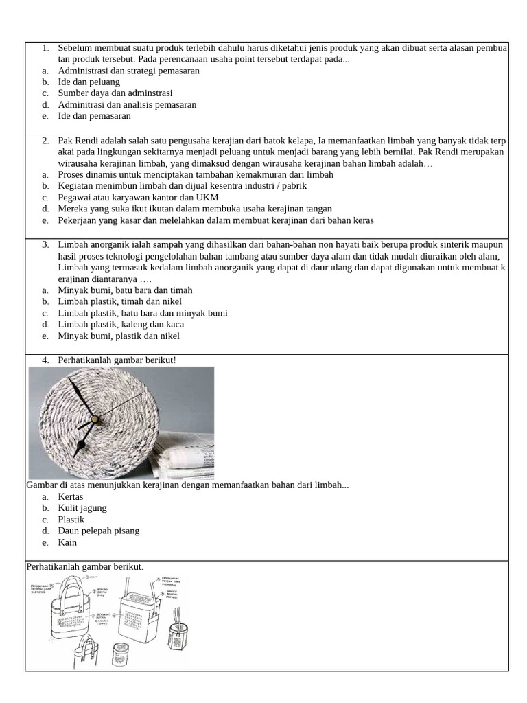 Soal Sts Pkwu Ganjil 2024 | PDF | Karier & Perkembangan