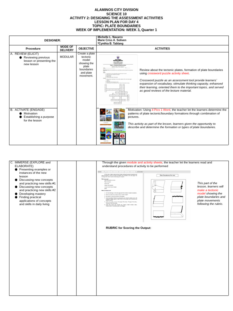 Plate Boundaries Lesson Plan Activities | PDF | Plate Tectonics | Cognitive Science