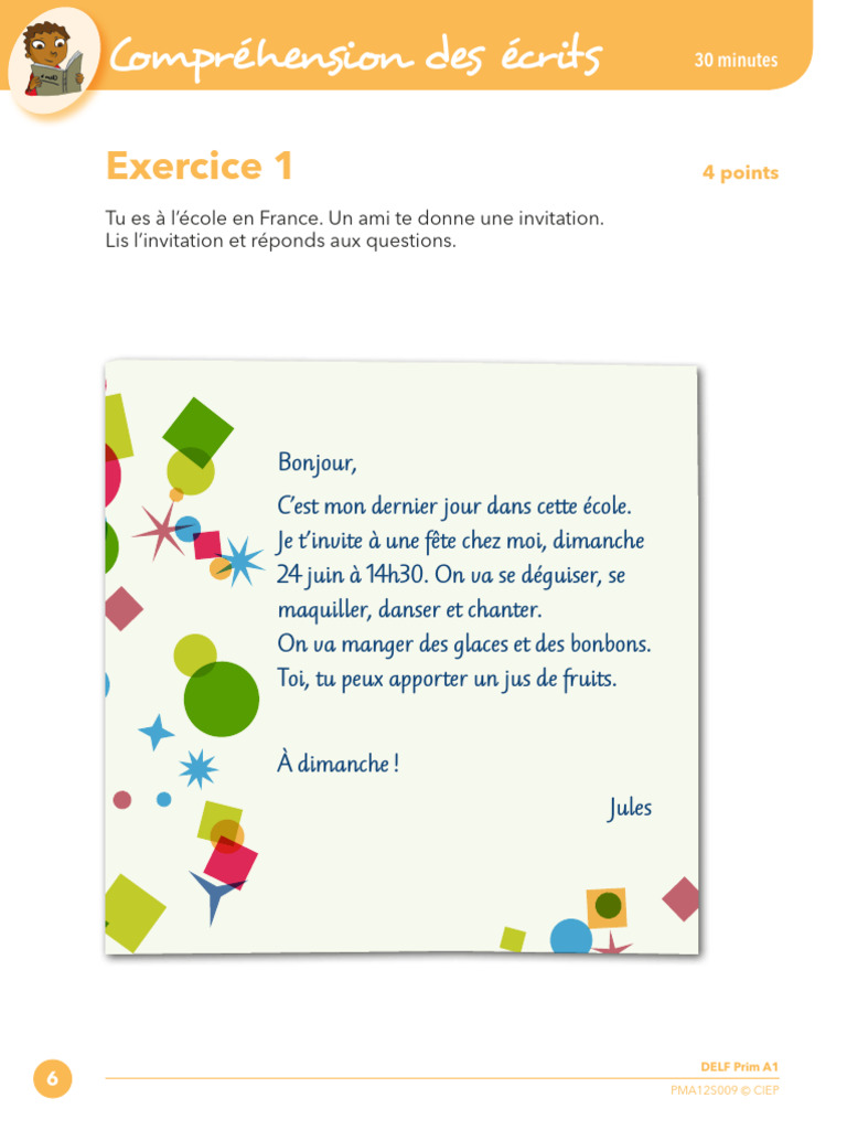 Compréhension écrite DELF A1 | PDF