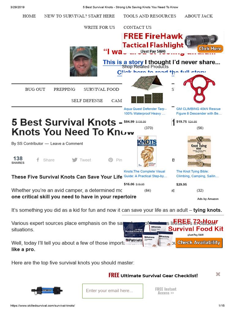 5 Best Survival Knots Strong Life Saving Knots You Need To Know Pdf