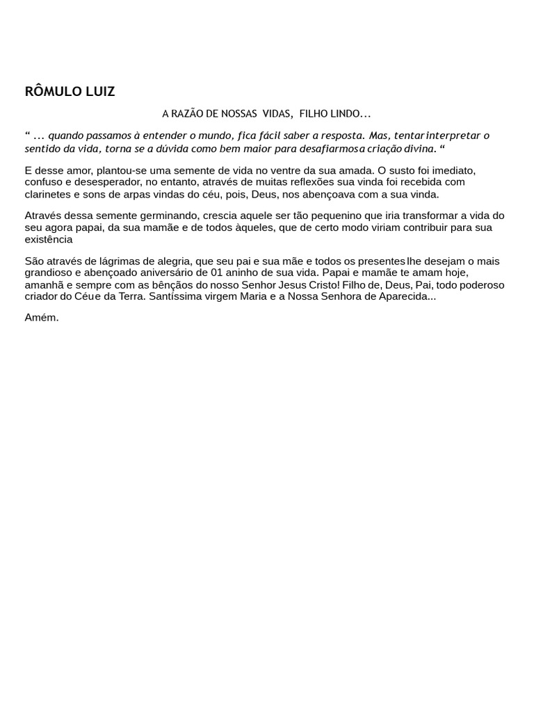Carta Aniversário Do Rômulo Luiz - Docx - 20240930 - 223321 - 0000 | PDF