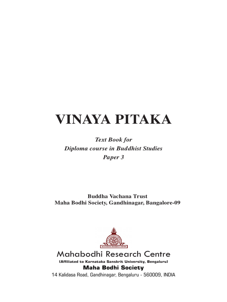 Vinaya Pitaka | PDF | Bhikkhu | Monasticism