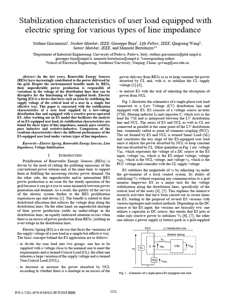 Stabilization Characteristics of User Load Equipped With Electric ...