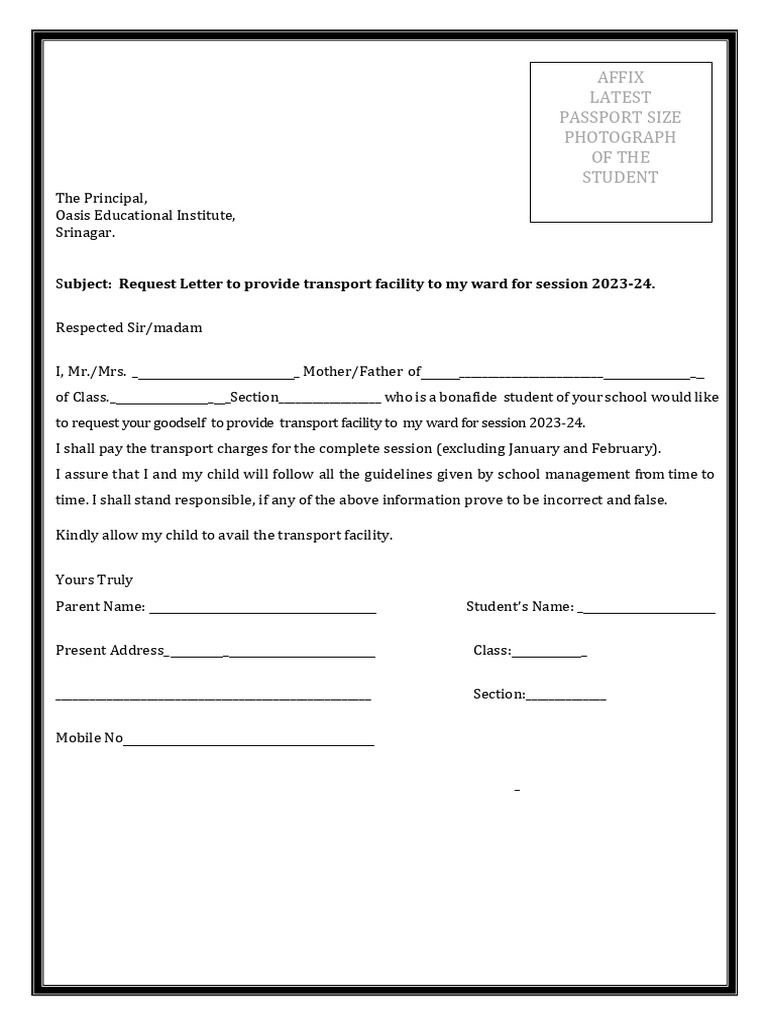 Transportation Form | PDF