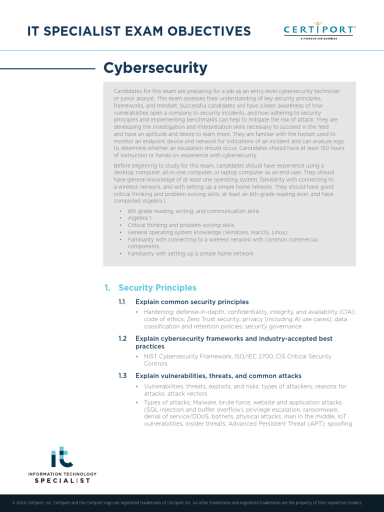 ITS OD 105 Cybersecurity 0524(3) | PDF | Security | Computer Security