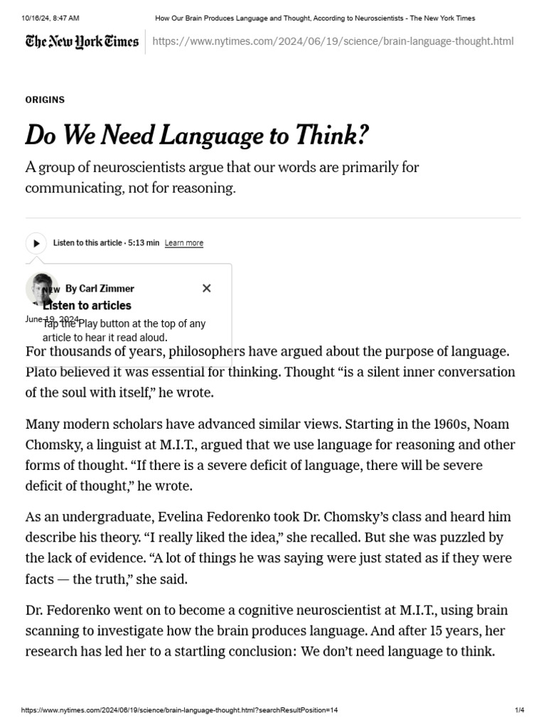 How Our Brain Produces Language and Thought, According To ...