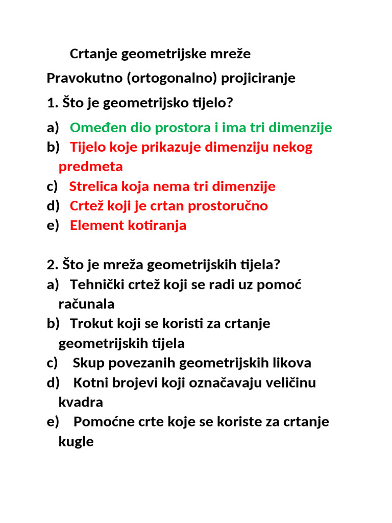 Crtanje Geometrijske Mreže, Pravokutno (Ortogonalno) Projiciranje | PDF