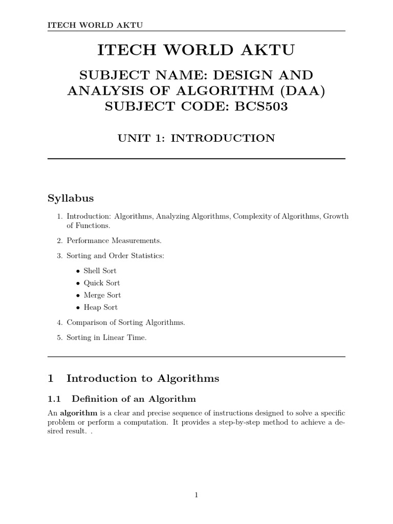 Daa All 5 Units Notes Pdf Time Complexity Computational Complexity Theory
