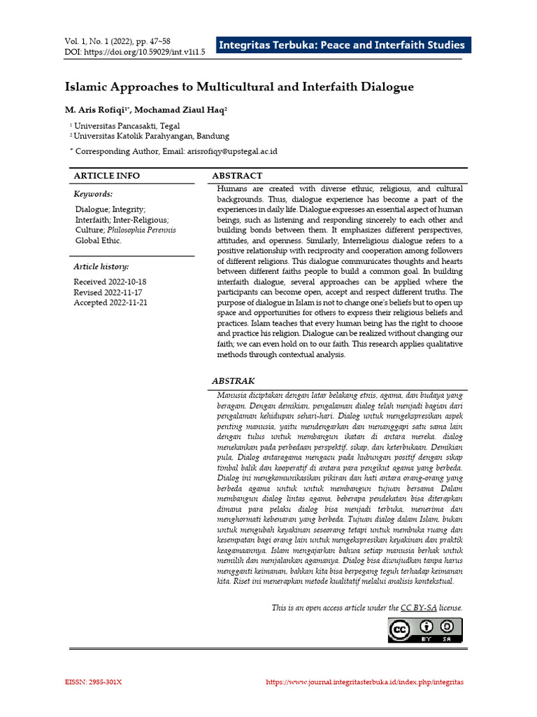 Islamic Approaches To Multicultural and Interfaith Dialogue: M. Aris ...