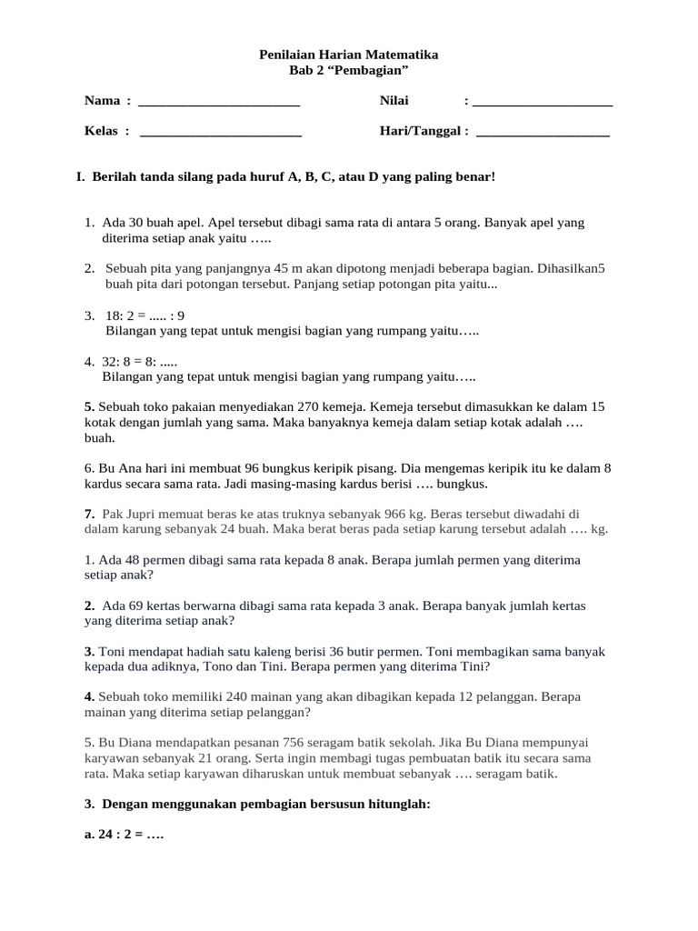 PH MTK Bab 2 Pembagian | PDF | Metode & Bahan Ajar