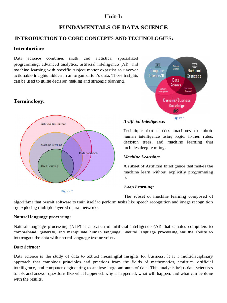 Unit 1 FUNDAMENTALS OF DATA SCIENCE-1 | PDF | Machine Learning | Artificial Intelligence