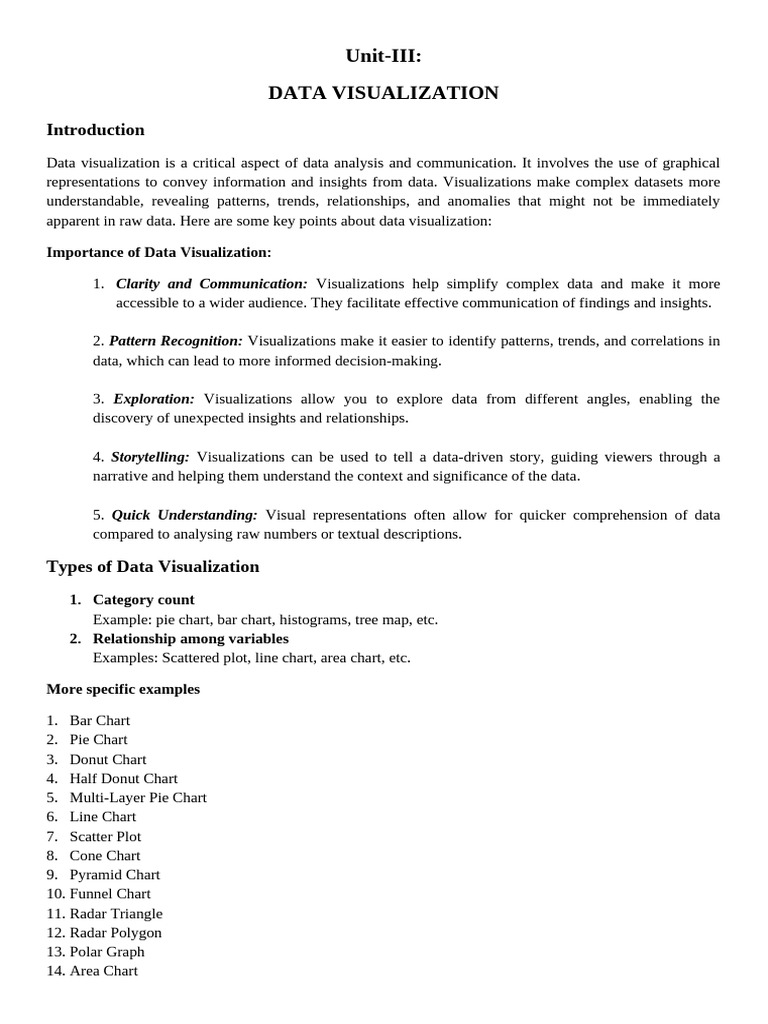Unit 3 DATA VISUAIZATION | PDF | Categorical Variable | Chart