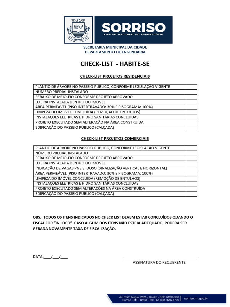 CHECK LIST - HABITE - SE | PDF