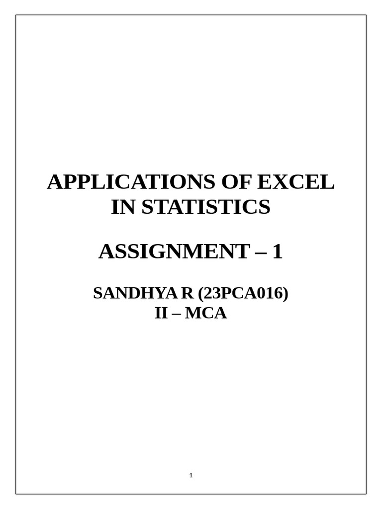Excel Spreadsheet Applications in Statistics | PDF | Spreadsheet ...