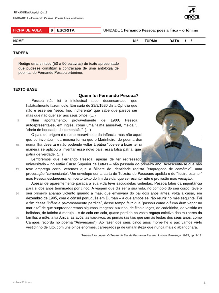 Ae Pag12 Fichas Aula Ficha6 | PDF | Poesia