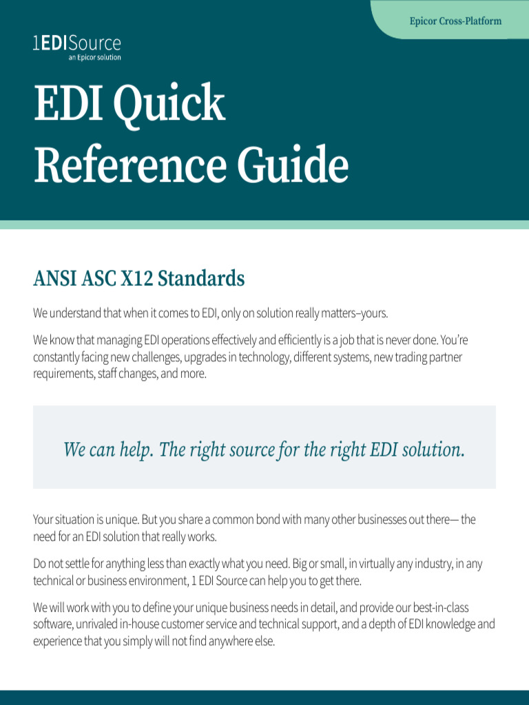 Cross 1edi Source Quick Reference Guide en Us | PDF | Electronic Data ...