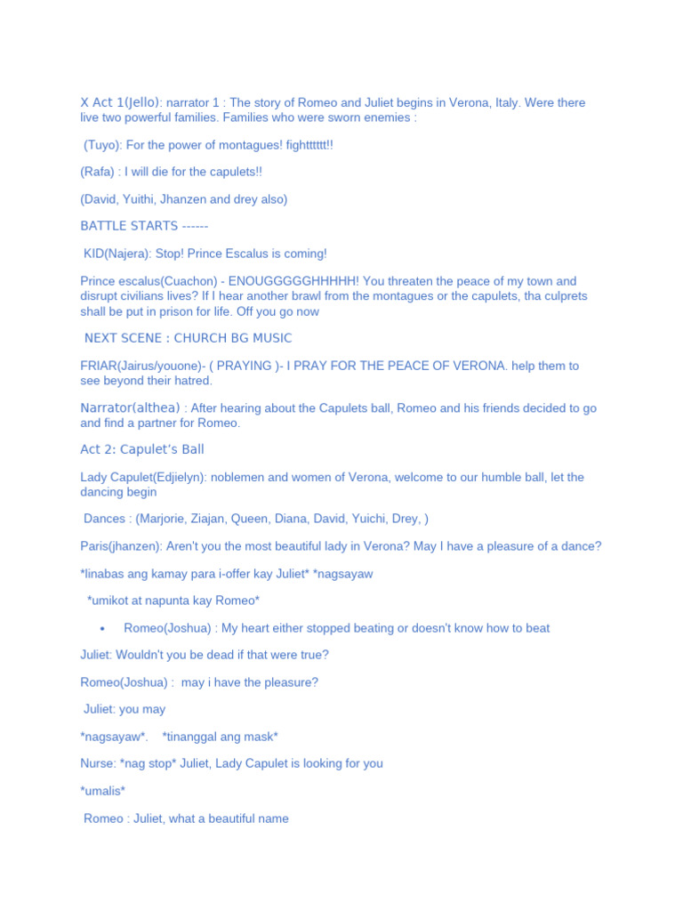 Act 1 | PDF | Characters In Romeo And Juliet | Romeo And Juliet