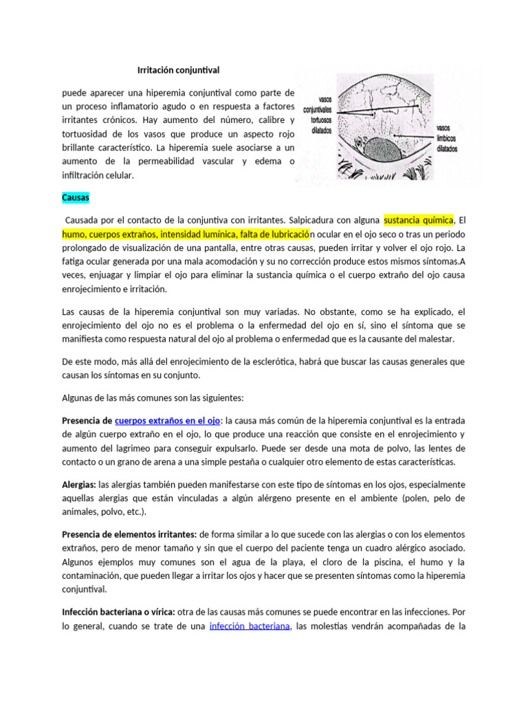 Causas y síntomas de la hiperemia conjuntival | PDF | Alergia ...