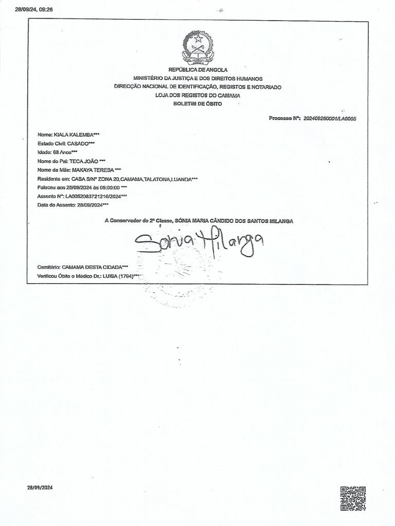 Boletim de Óbito | PDF