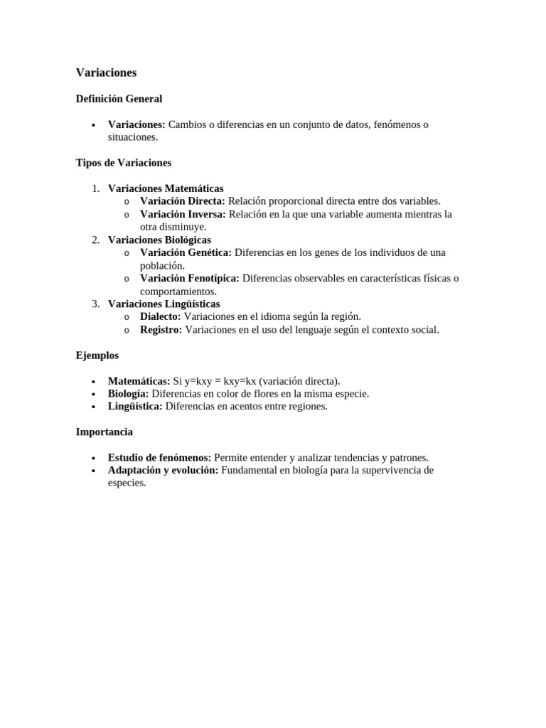 Variaciones | PDF | Ciencia y matemáticas