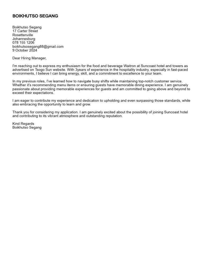 Motivational Letter | PDF