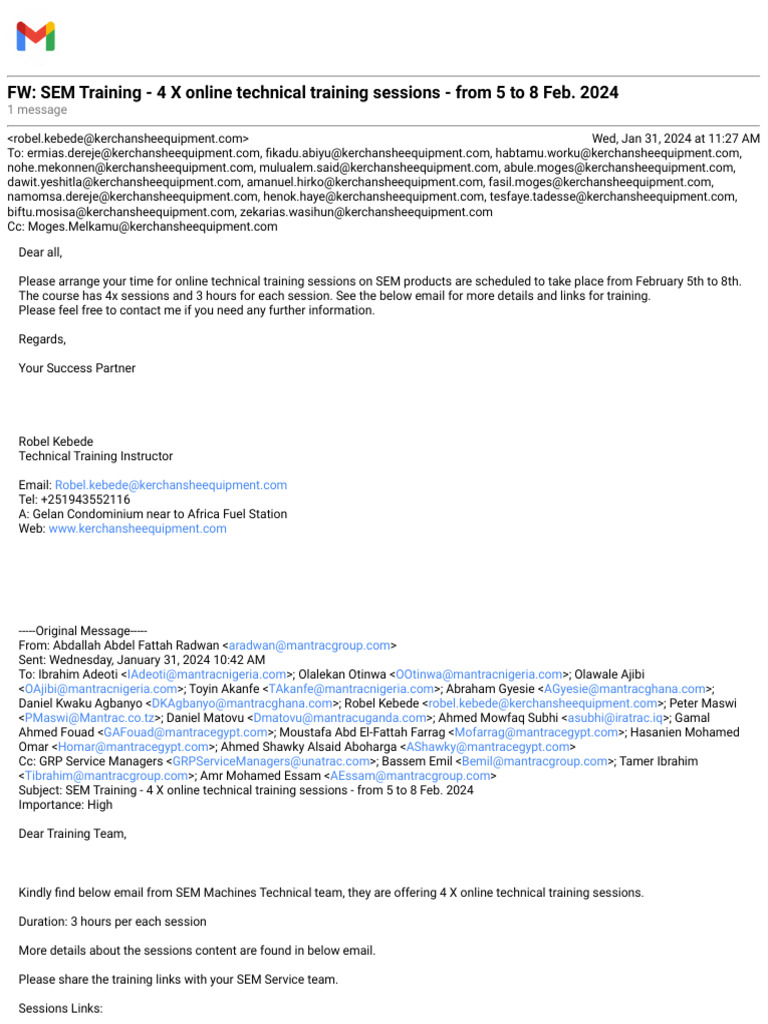 Gmail FW SEM Training 4 X Online Technical Training Sessions From | PDF