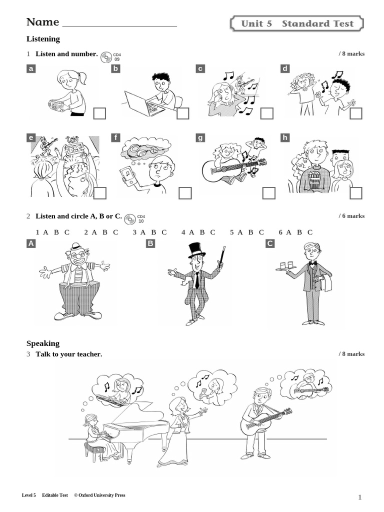 Editable Test Unit 5. Standard Level | PDF