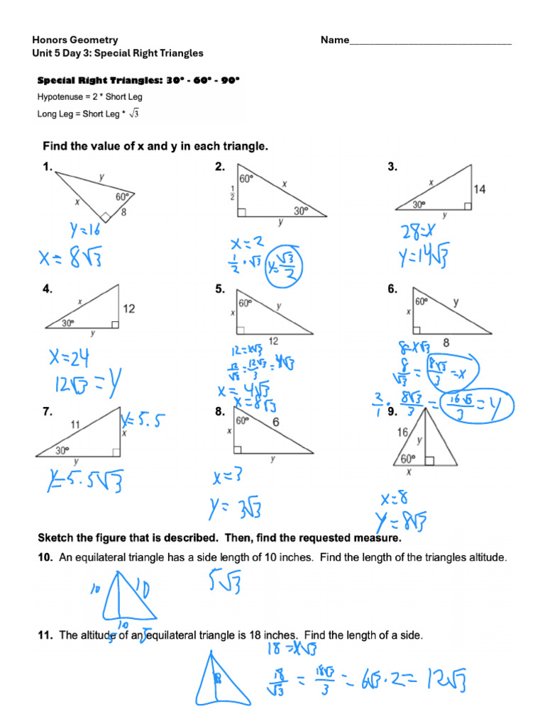 Honors Geom Unit 5 Day 3 HW 2024 | PDF