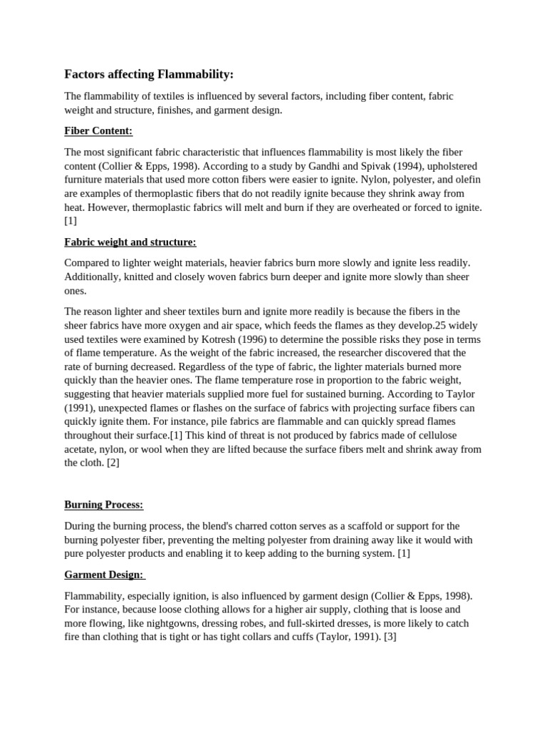 Factors Affecting Flammability | PDF | Textiles | Fibers