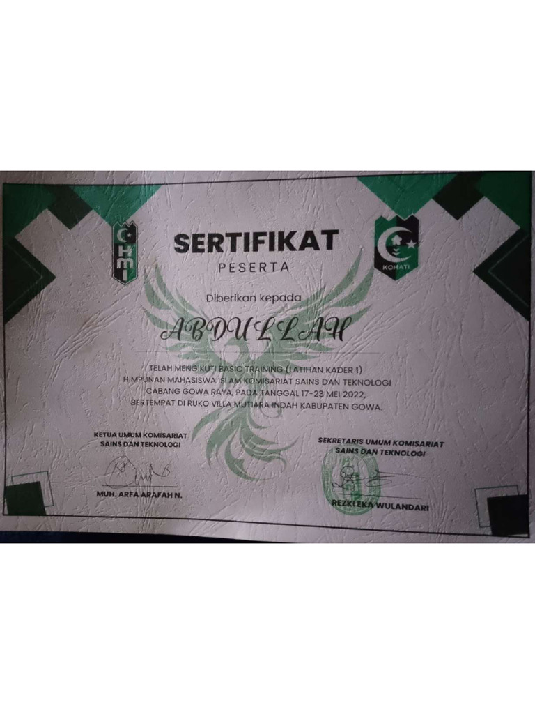 Sertifikat LK 1 | PDF