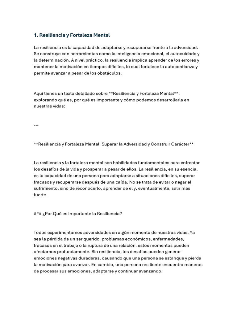 Resiliencia y Fortaleza Mental | PDF | Resiliencia psicológica | Mente