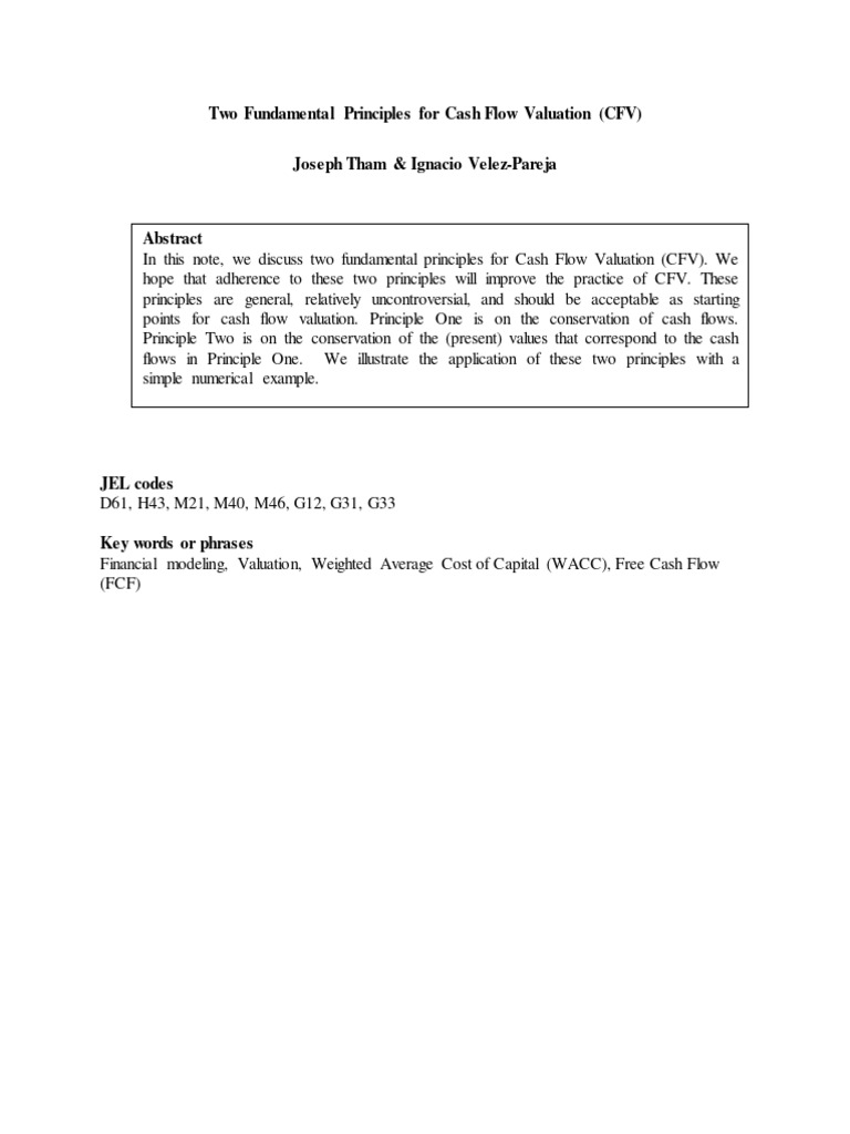 Two Fundamental Principles for Cash Flow Valuation | PDF | Parameter ...