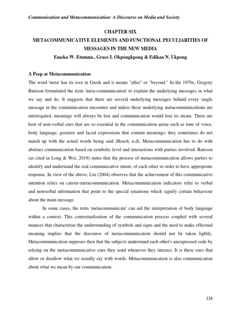 Understanding Metacommunication Dynamics | PDF | Nonverbal ...