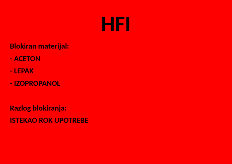 HFI Obaveštenje | PDF