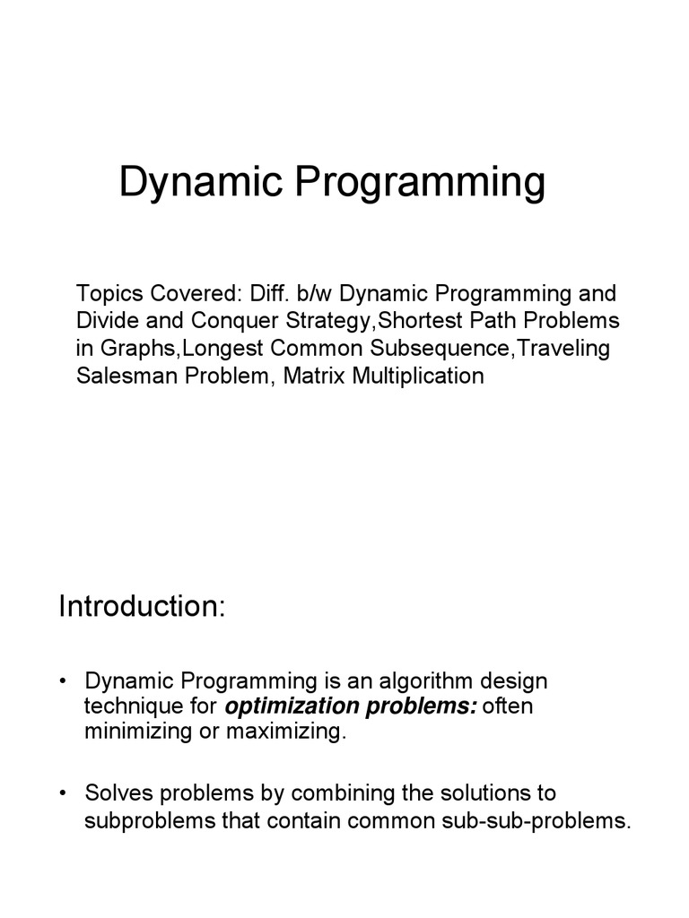 Dynamic Programming | PDF