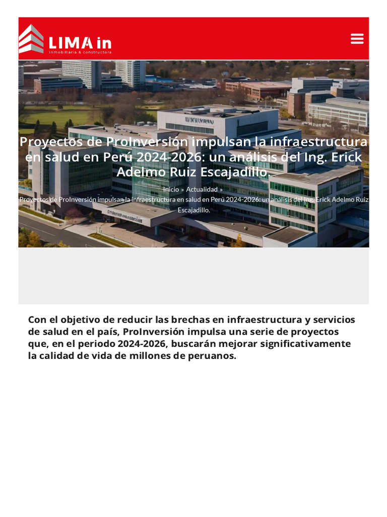 Infraestructura de Salud en Perú 2024-2026 | PDF | Infraestructura ...