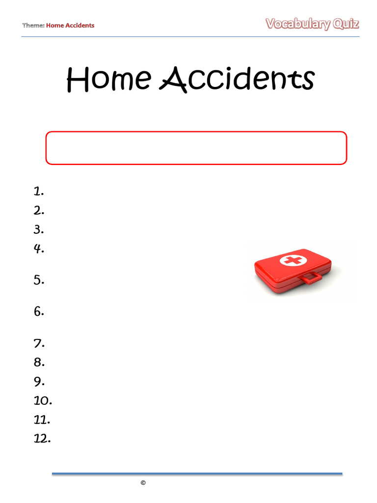 Home Accidents Vocabulary Quiz Freebie | PDF | Home & Garden | Art