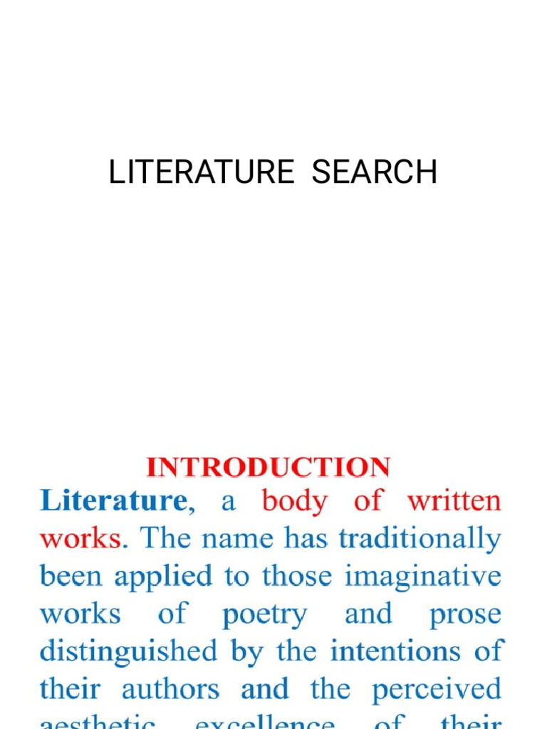 Literature Search | PDF