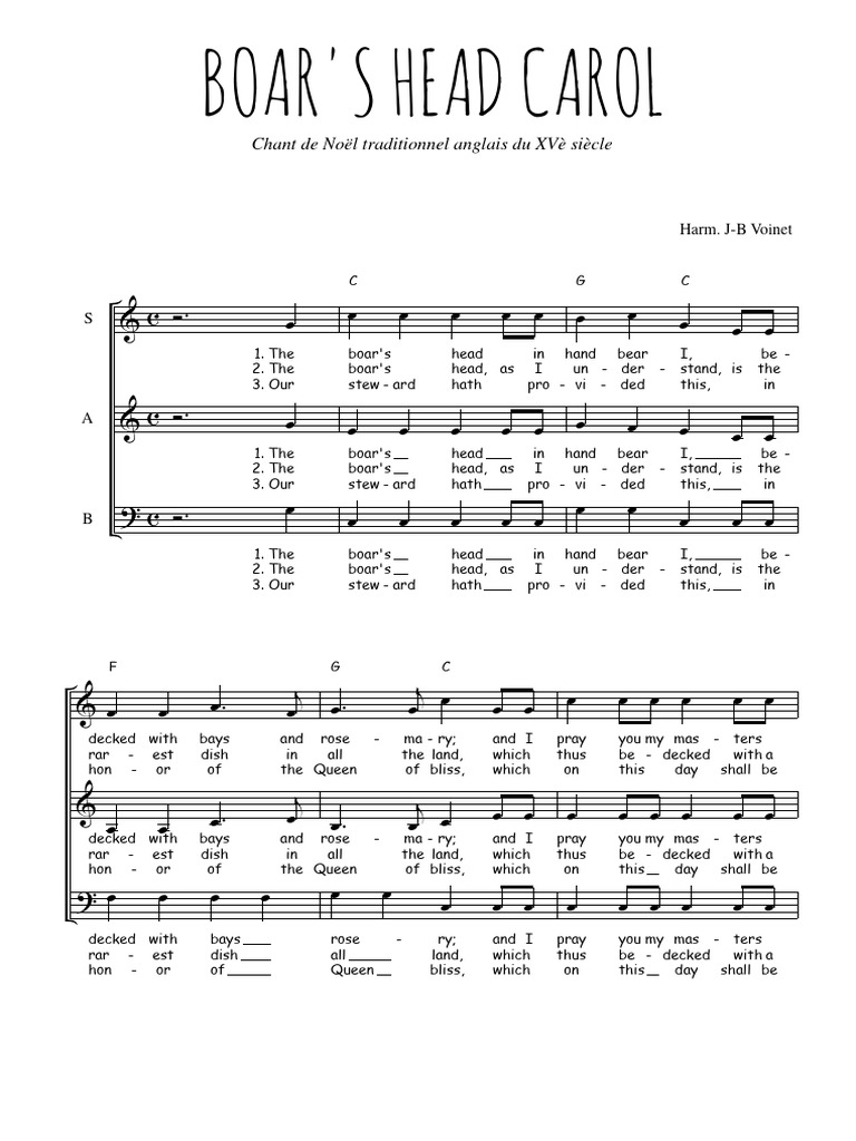Traditionnel Anglais - Boar's Head Carol - 3 Voix | PDF